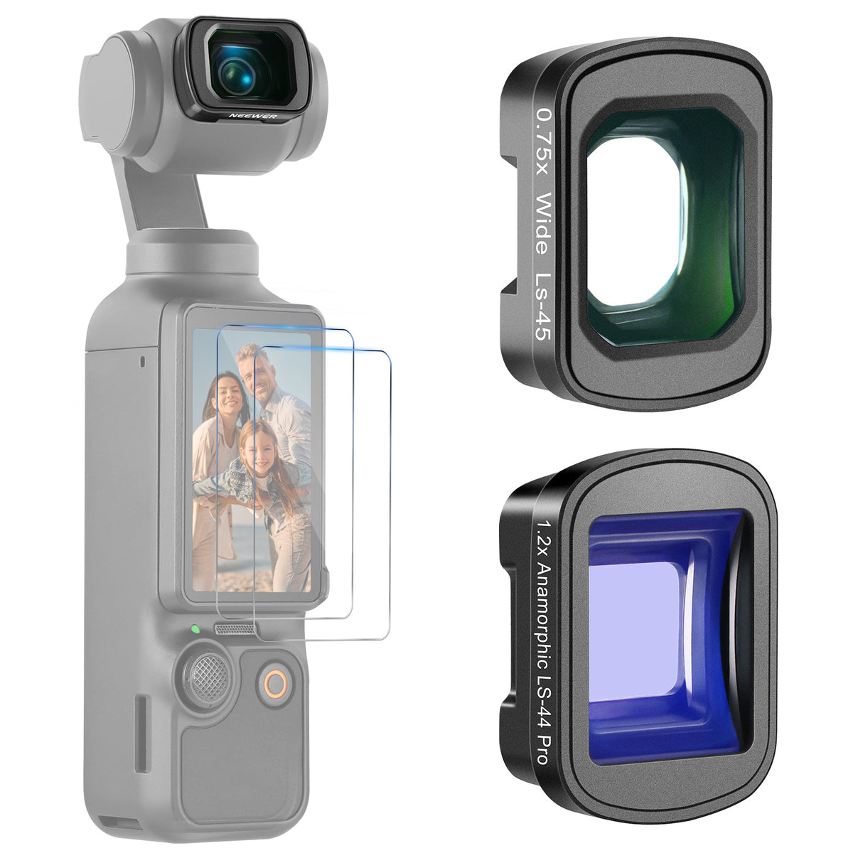 NEEWER Wide Angle + Blue Anamorphic Lens Kit for Pocket 3 – NEEWER.EU