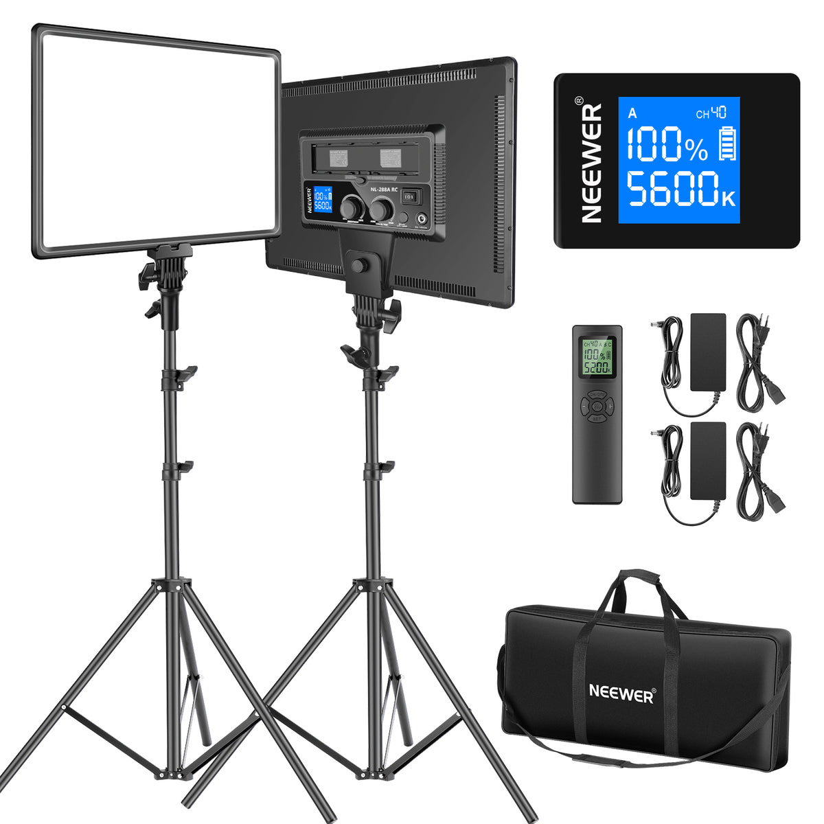 NEEWER 2 Packs NL-288ARC Bi-color LED Panel Light Kit - NEEWER