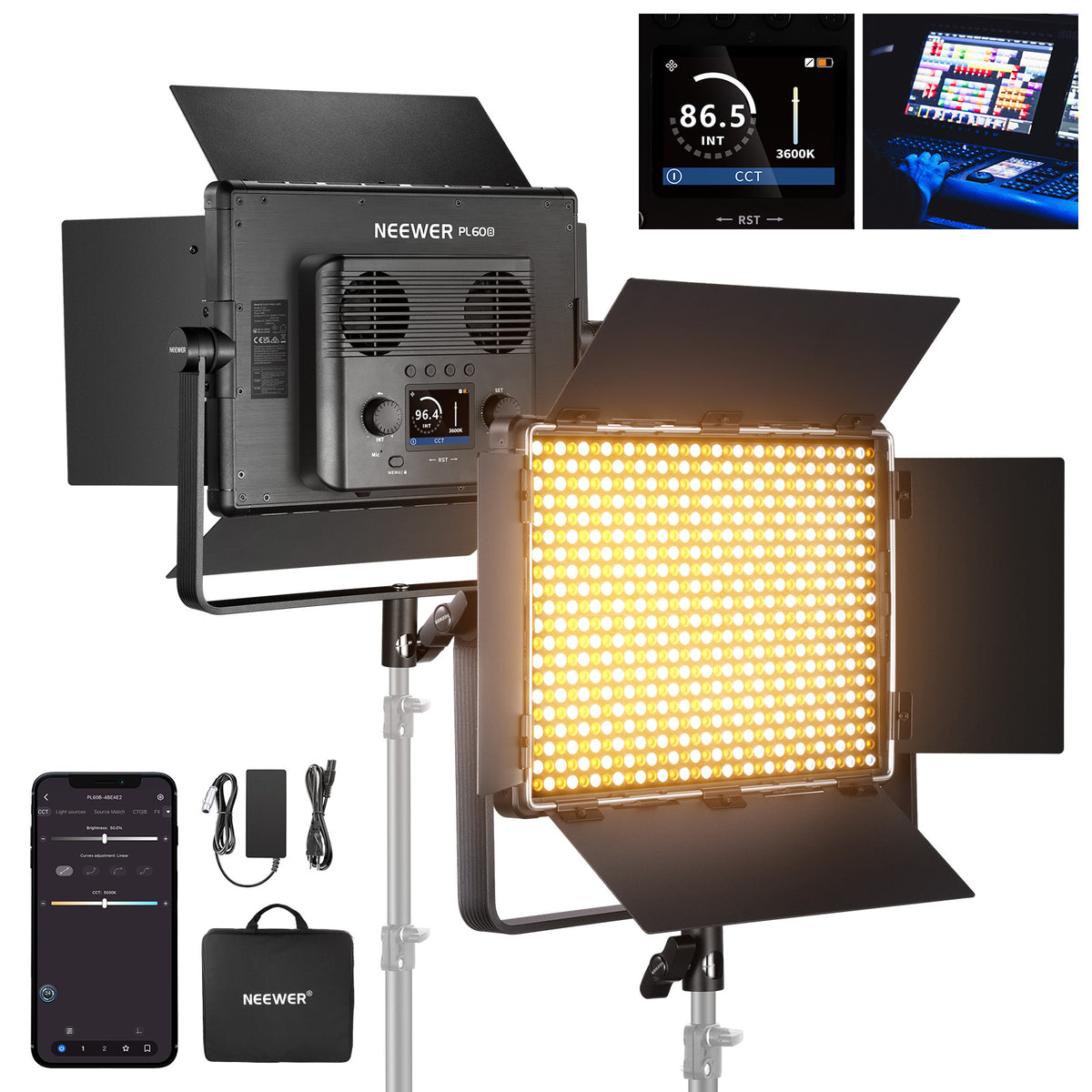 NEEWER PL60B Bi Color LED Panel Video Light - NEEWER