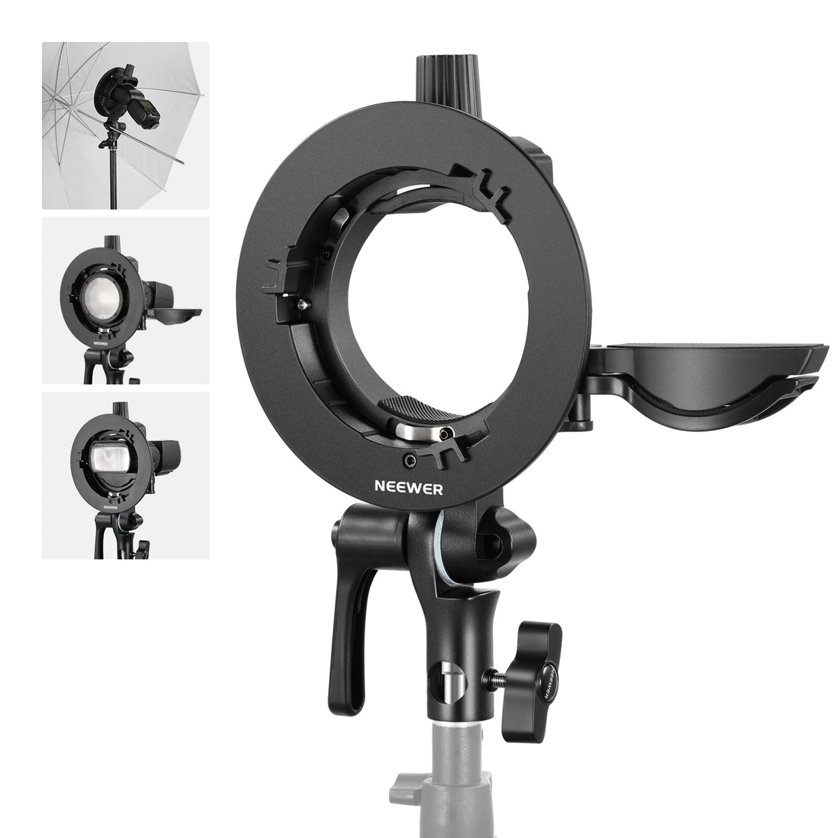 NEEWER CRB1 S Type Bowens Mount Bracket Holder for Round Square Head ...