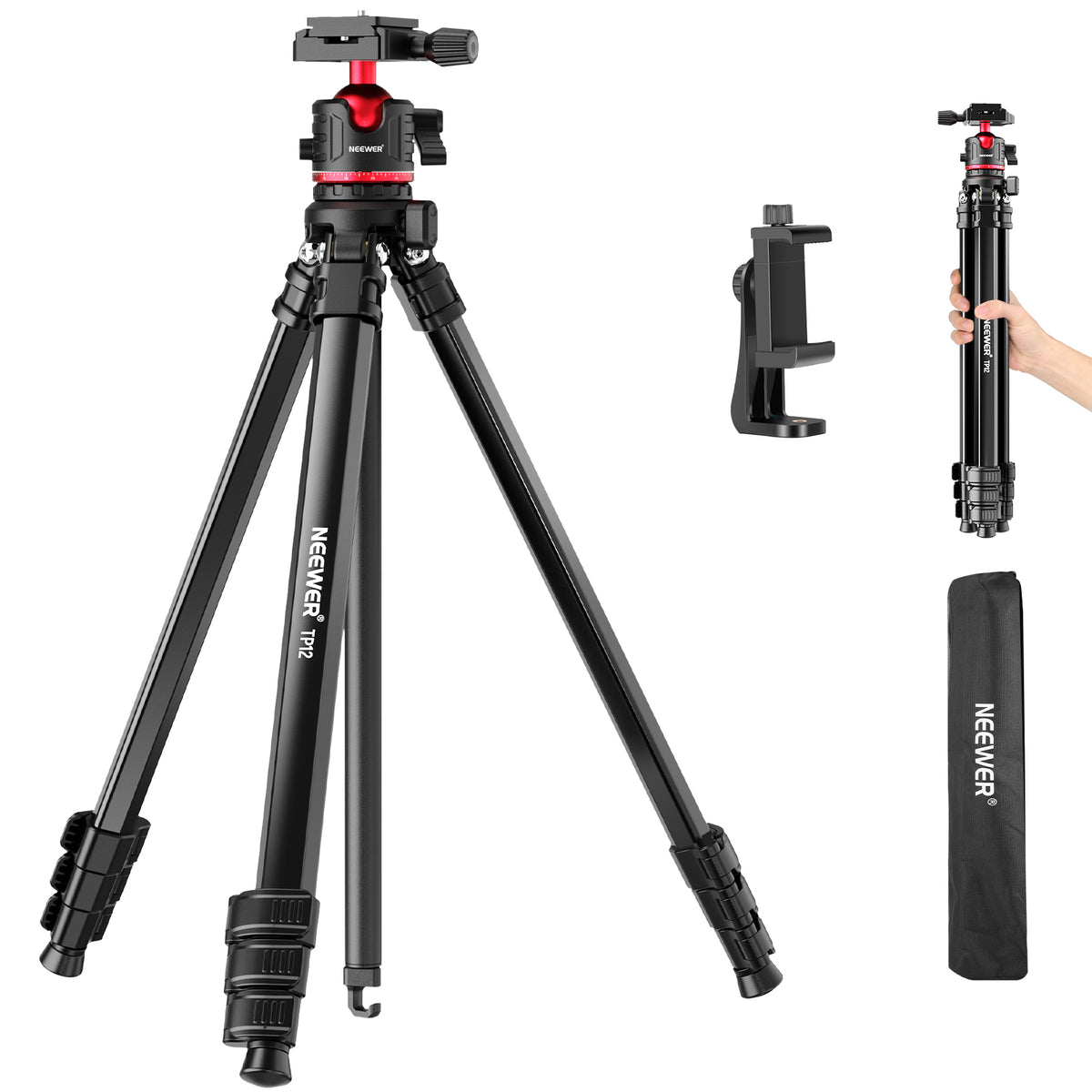 NEEWER TP12 66.5" Aluminum Alloy Compact Travel Tripod