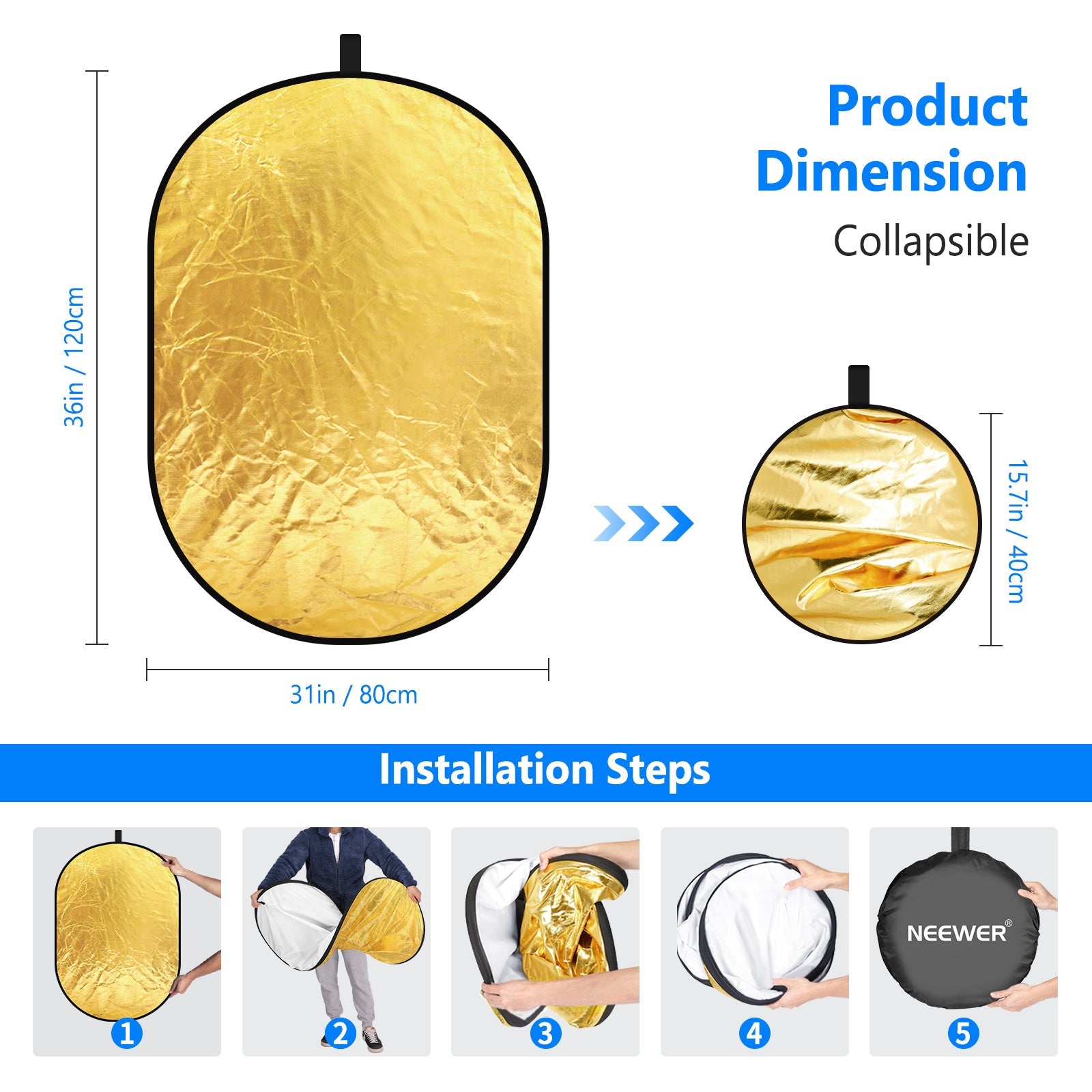 NEEWER 5 in 1 Portable Lighting Reflector/Diffuser Kit - NEEWER ...