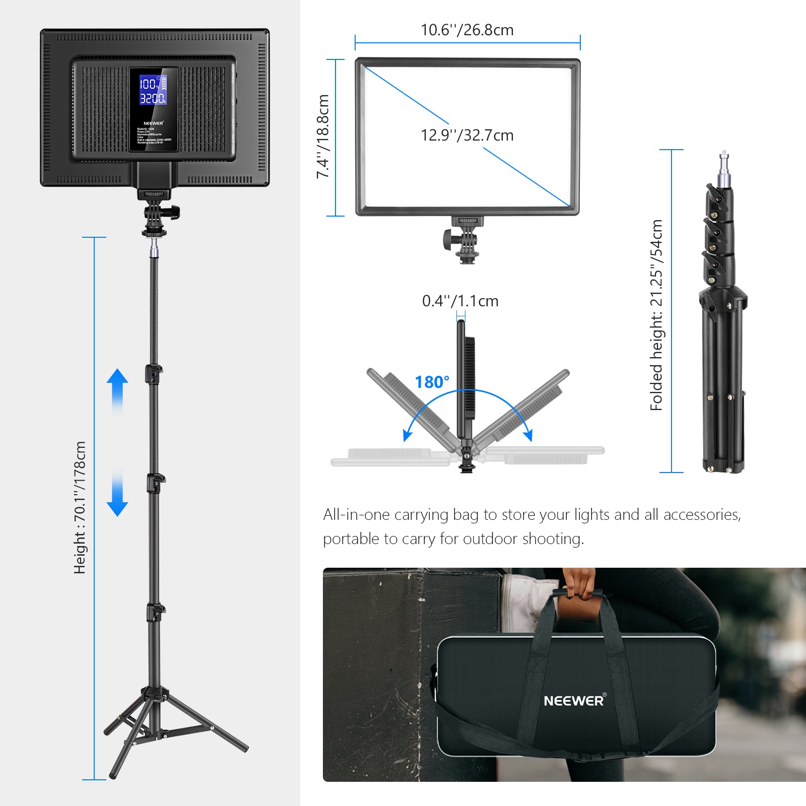 NEEWER 2 Packs NL-192AI Bi-color LED Panel Light Kit - NEEWER – neewer.com