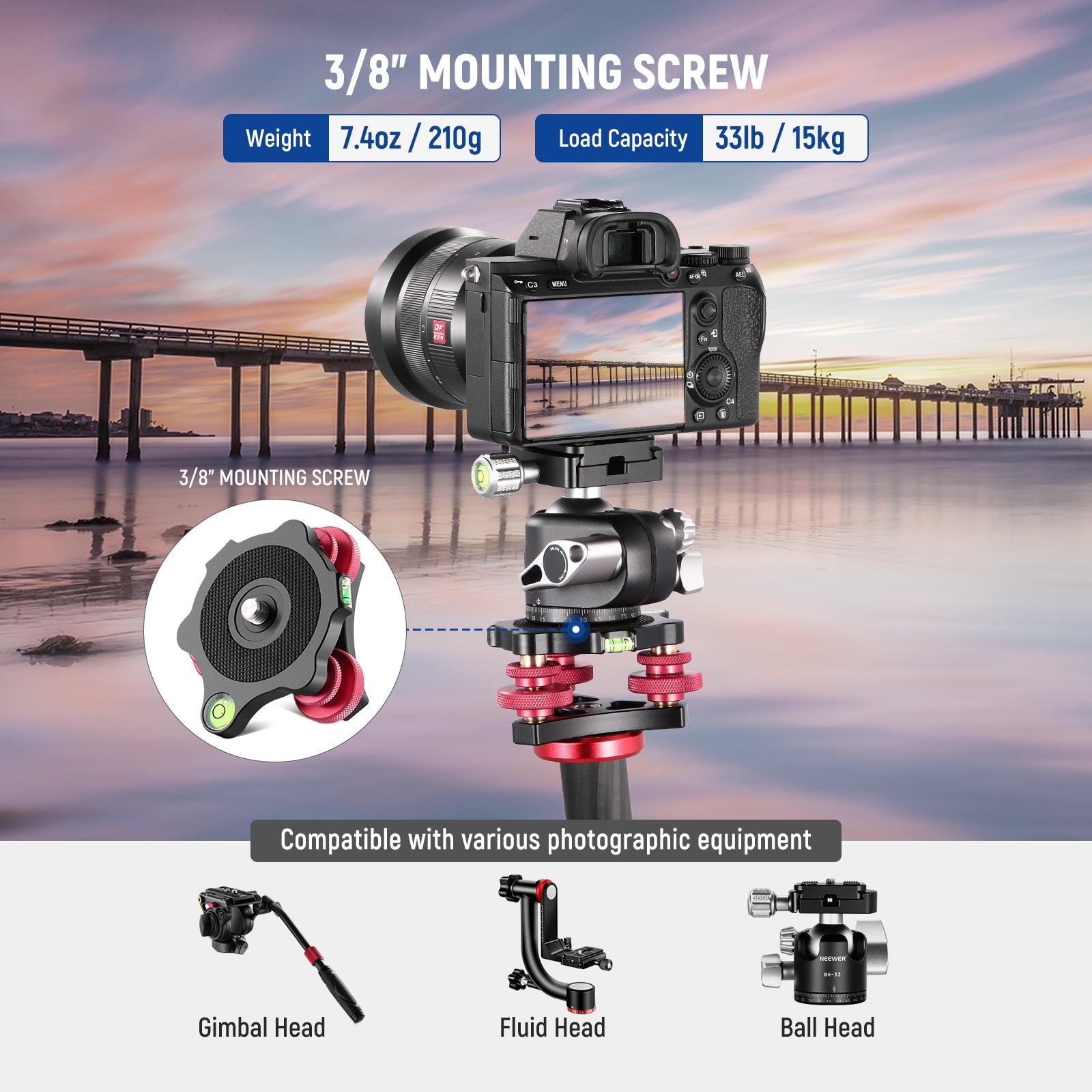 NEEWER LP64 Tripod Head Leveling Base Camera Leveler - NEEWER – neewer.com