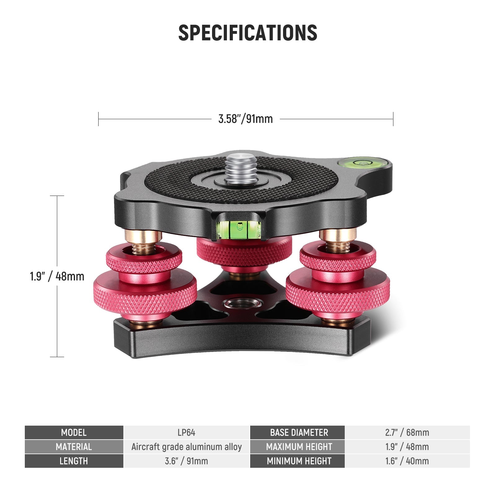 NEEWER LP64 Tripod Head Leveling Base Camera Leveler - NEEWER – neewer.com