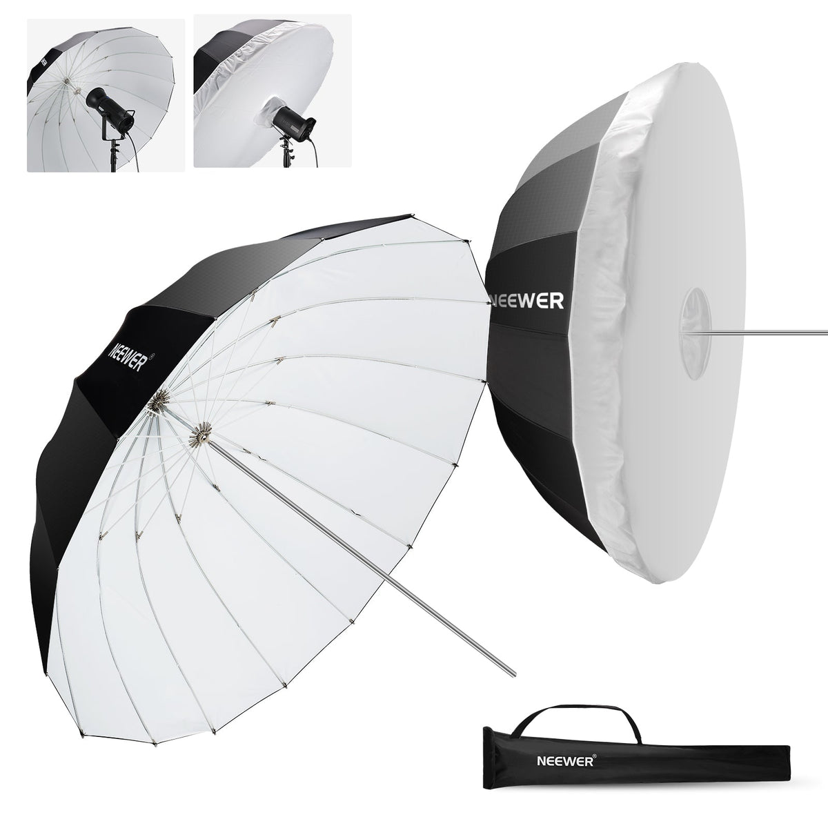 NEEWER NS1U Black/White Parabolic Reflective Umbrella with Diffuser ...
