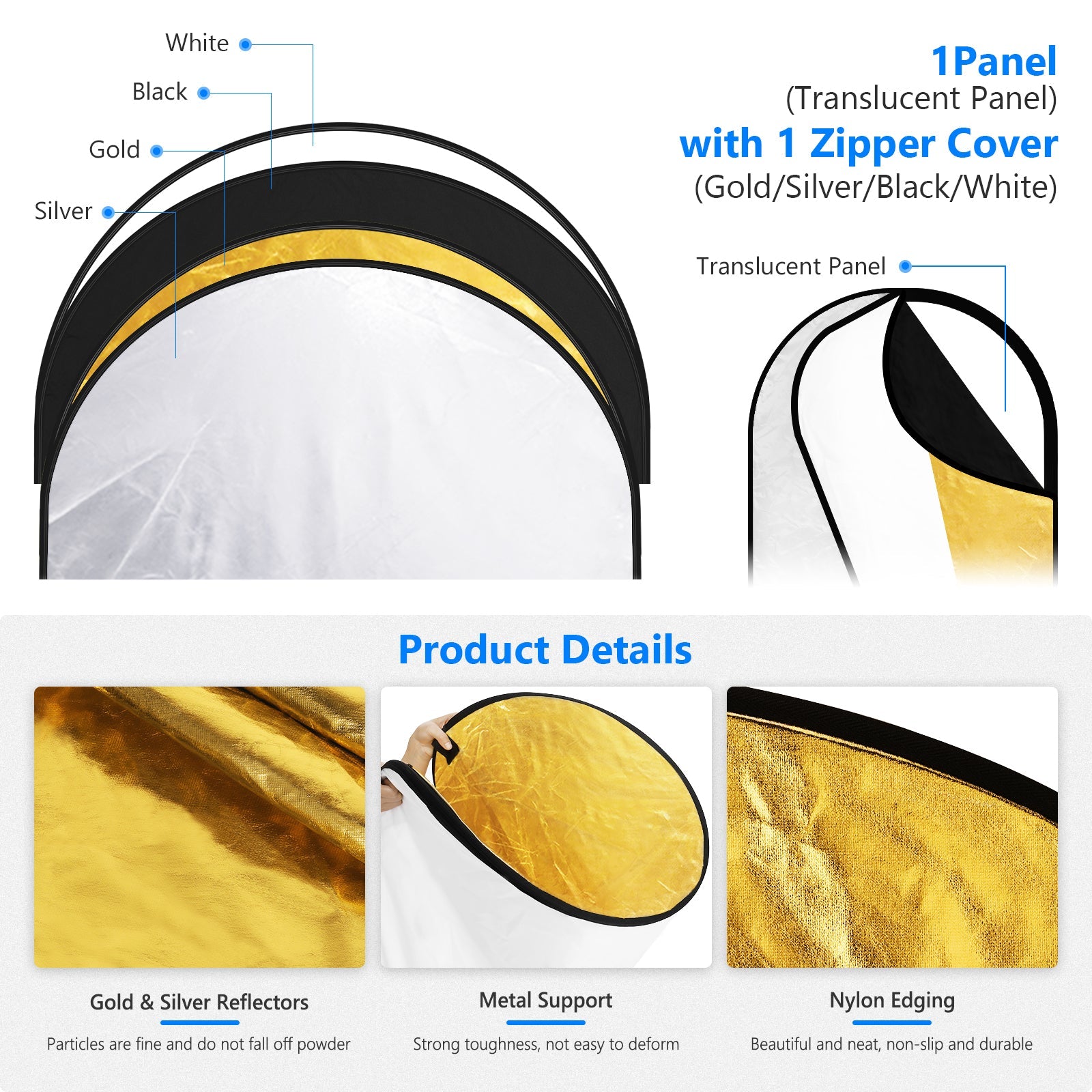 NEEWER 5 in 1 Portable Lighting Reflector/Diffuser Kit - NEEWER ...